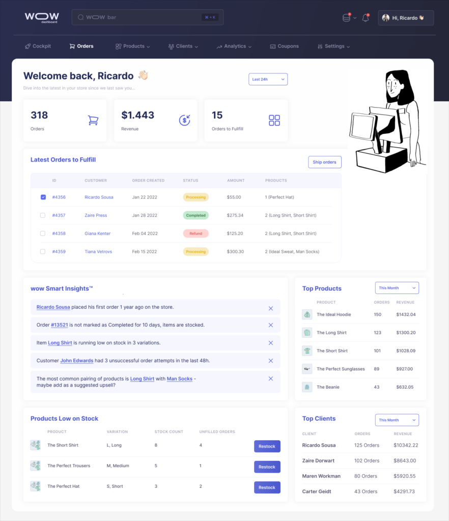 WOW Dashboard — The better way to manage WooCommerce™ Stores